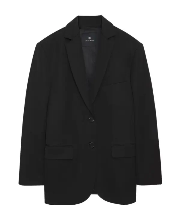 ANINE BING Quinn Buttoned Oversize Blazer - Black