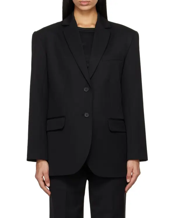 ANINE BING Quinn Single Breasted Oversized Blazer - Black