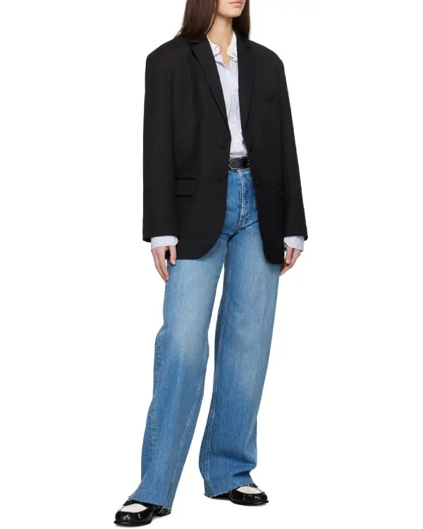ANINE BING Quinn Single Breasted Oversized Blazer - Black