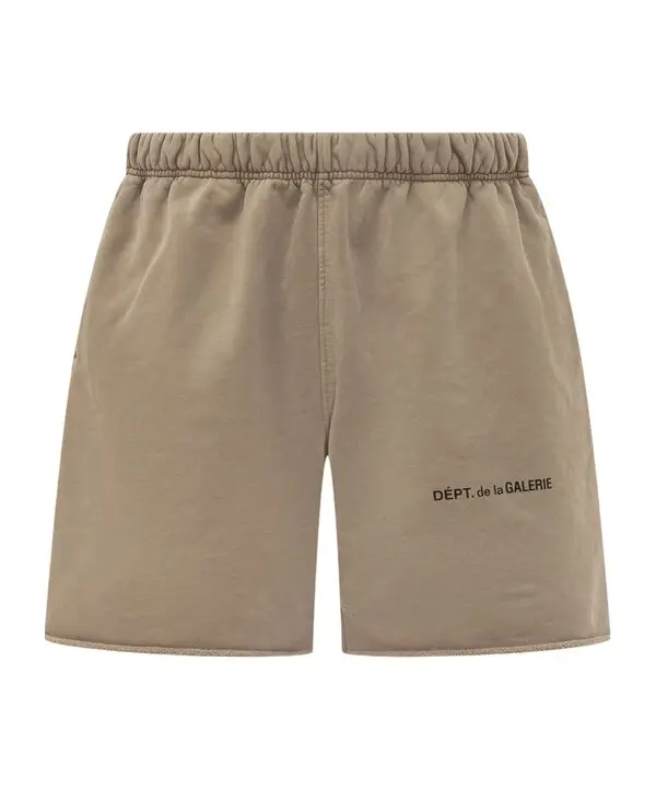 GALLERY DEPT. Logo Print Raw-edge Shorts - Brown