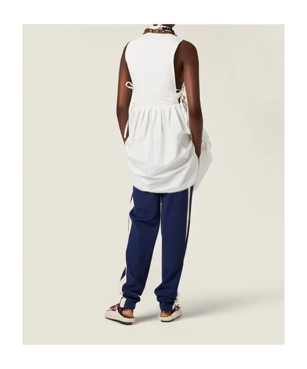 Miu Miu Sleeveless Collared Logo Poplin Dress