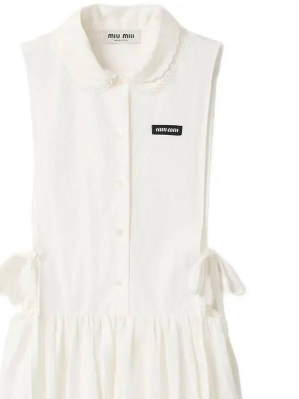Miu Miu Sleeveless Collared Logo Poplin Dress