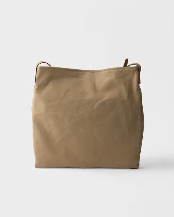 Prada Canvas And Leather Shoulder Bag - Khaki