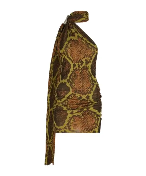 Attico Halterneck Snake Print Mini Dress