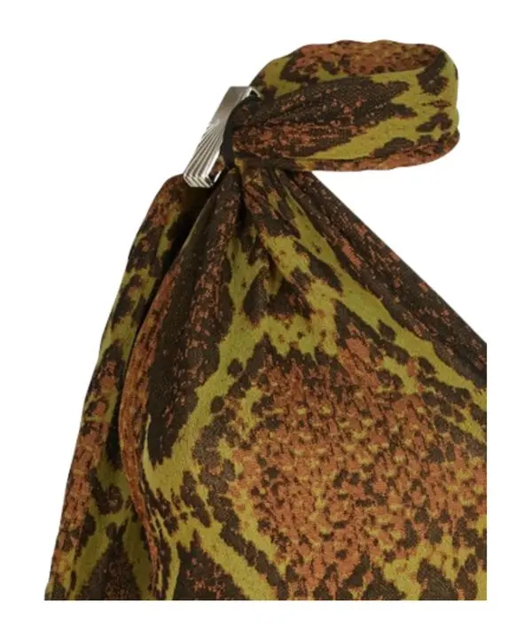 Attico Halterneck Snake Print Mini Dress