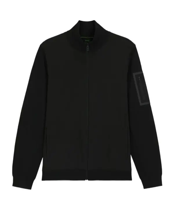 Hugo Boss Zip-fastening Sweatshirt With Side Pockets - Black