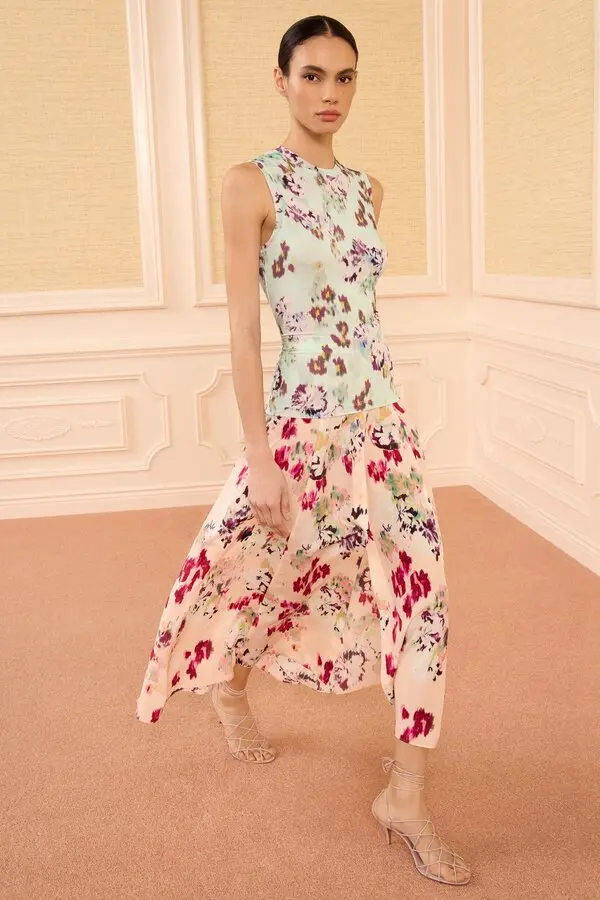 Ulla Johnson Ines Jersey Tank Top In Floral - Oasis