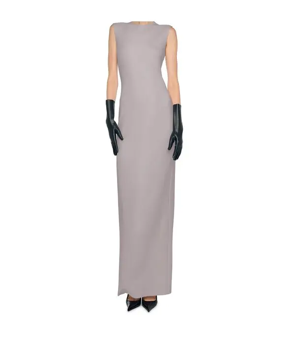 Norma Kamali Sleeveless Maxi Dress With Back Slit - Grey