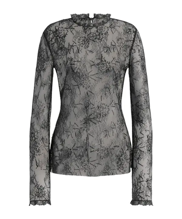 Alberta Ferretti Embroidered Lace Blouse With Sequins