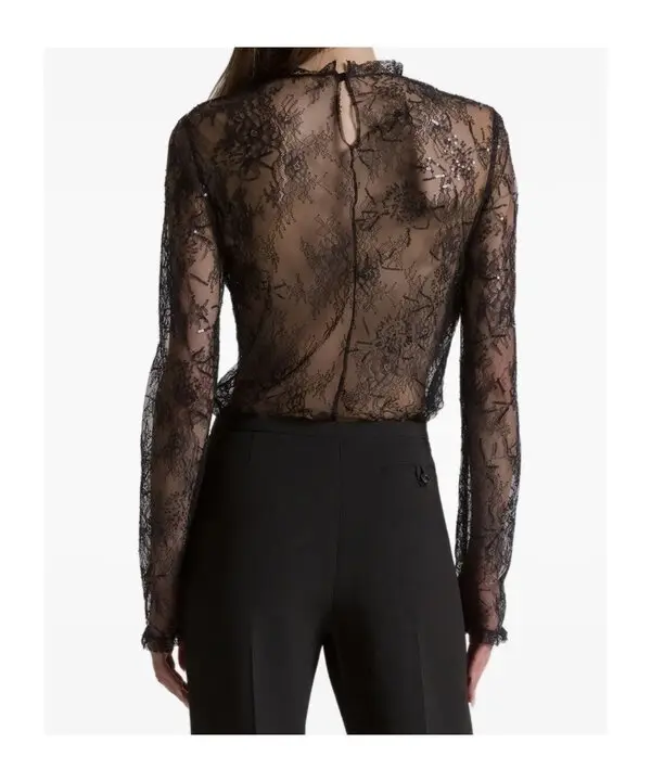 Alberta Ferretti Embroidered Lace Blouse With Sequins