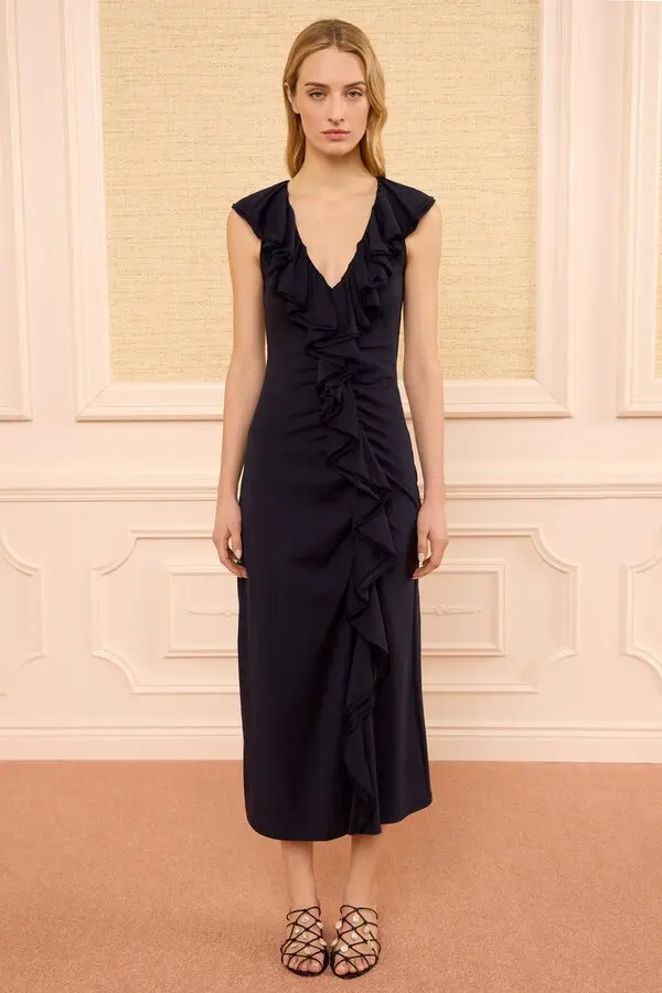 Ulla Johnson Chiara Cotton Ruffle Dress - Midnight