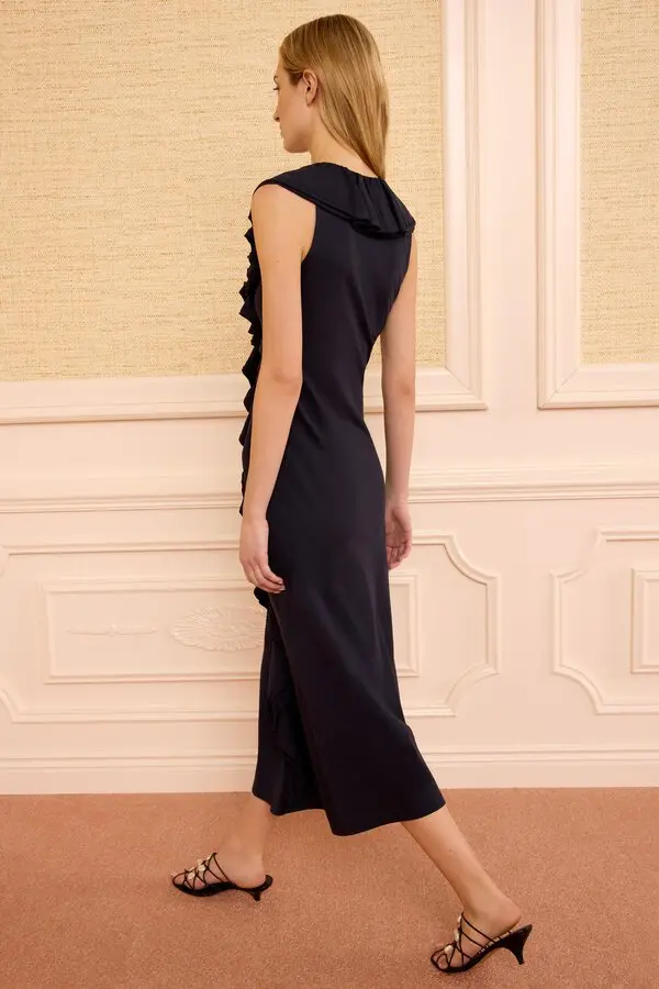 Ulla Johnson Chiara Cotton Ruffle Dress - Midnight