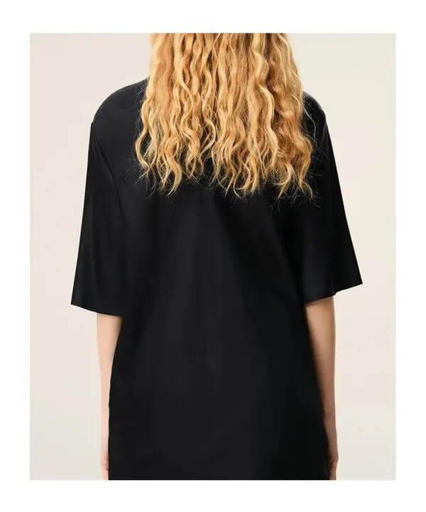 AMI Paris Satin Short-sleeve Blouse With De Coeur Detail