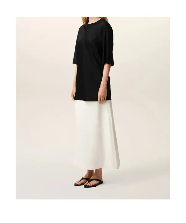 AMI Paris Satin Short-sleeve Blouse With De Coeur Detail