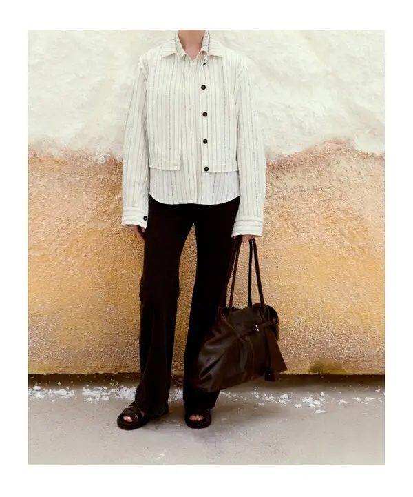 LOW CLASSIC Striped Jacket With Classic Collar