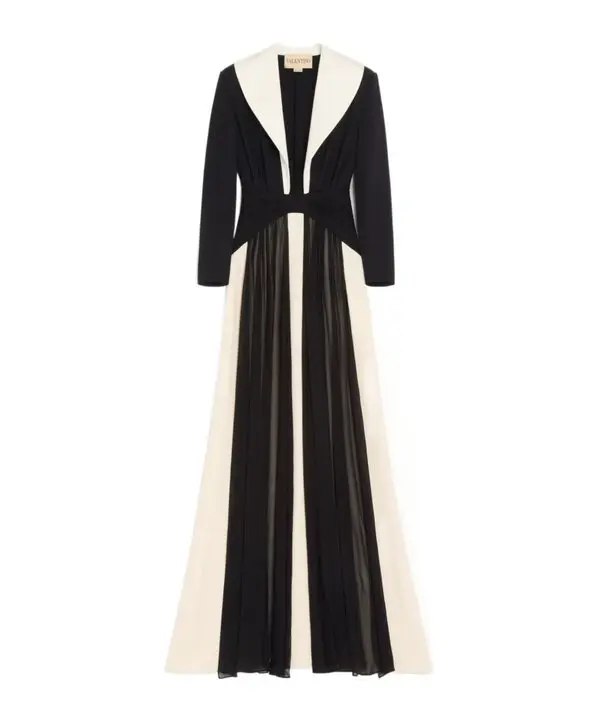Valentino Garavani Long Sleeve Maxi Dress With Draped Paneling