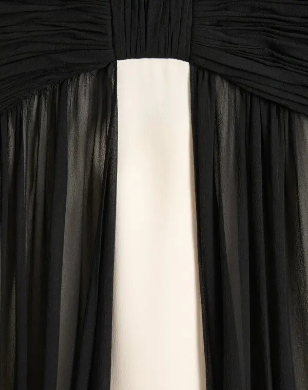 Valentino Garavani Long Sleeve Maxi Dress With Draped Paneling