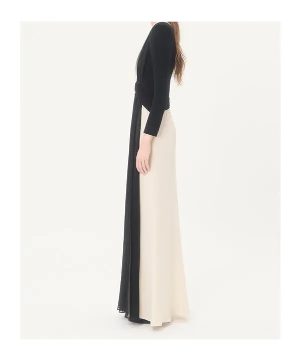 Valentino Garavani Long Sleeve Maxi Dress With Draped Paneling