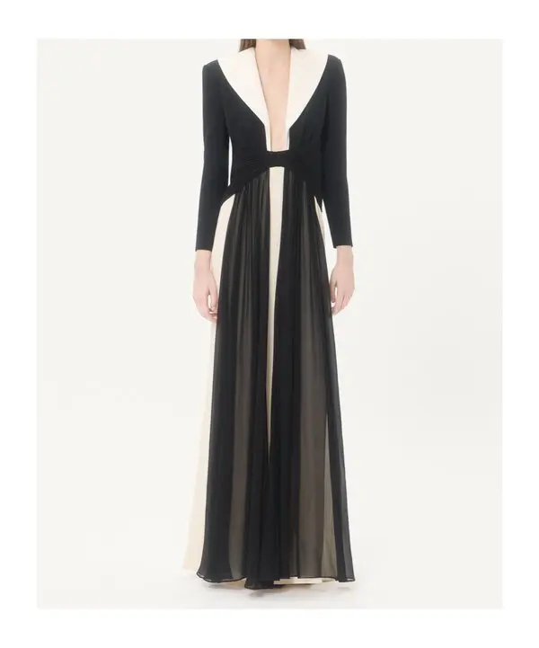 Valentino Garavani Long Sleeve Maxi Dress With Draped Paneling