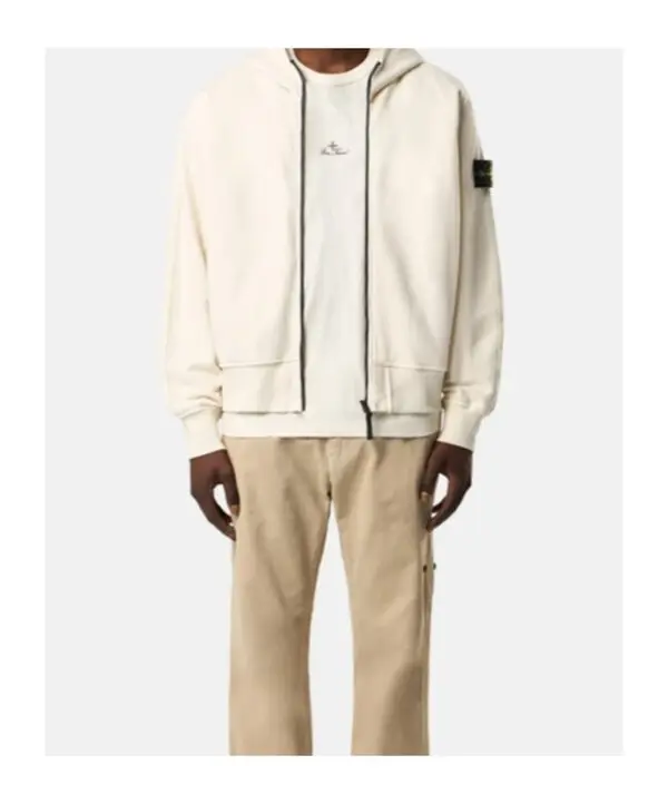 Stone Island Oversized Fit Zip-up Hooded Sweatshirt