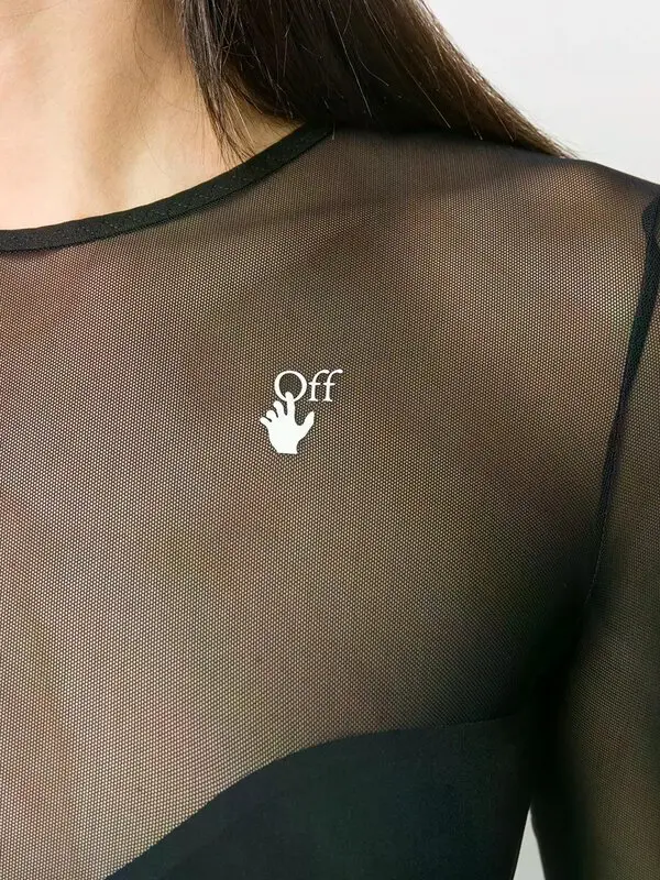 Off-White Sheer Panel Knee-length Dress