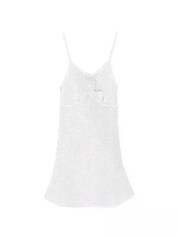 Giuseppe Di Morabito Crochet Knit Mini Dress With Pearl Embellishments - White