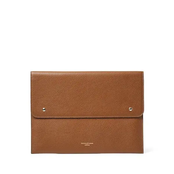 ASPINAL OF LONDON 16-inch Classic Laptop Case In Pebble - Tan