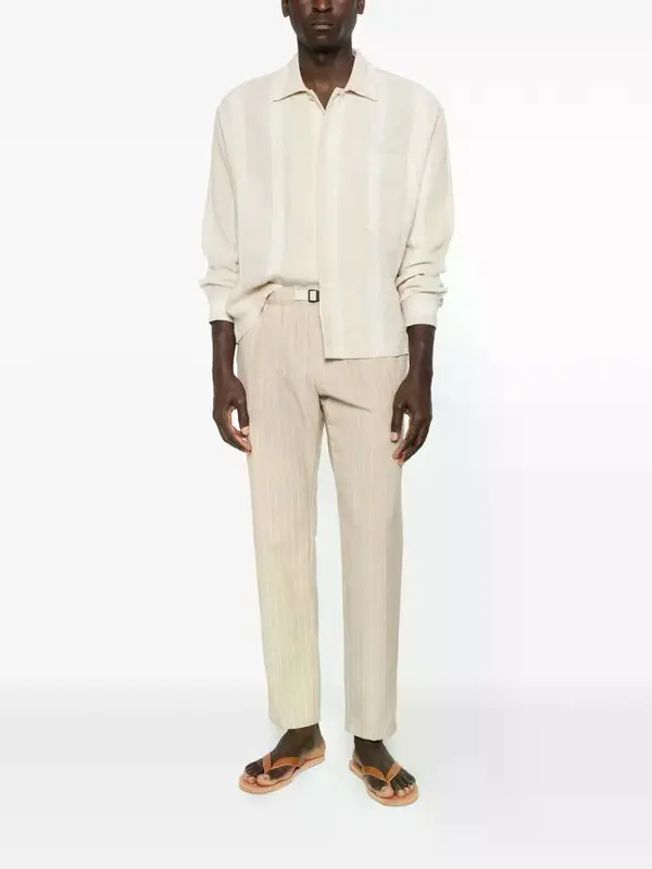WHITE SAND Striped Belt Trousers