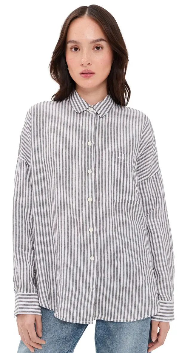 ALEX MILL Jo Shirt In Havana Stripe - Espresso/ivory