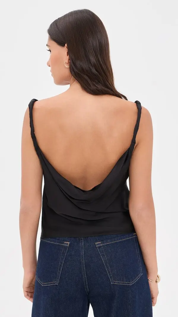 Alice + Olivia Monique Twist Strap Cowl Neck Tank - Black