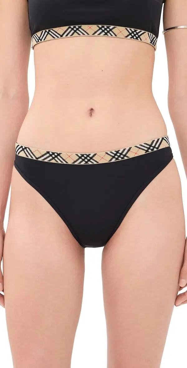 Burberry Check Trim Bikini Bottoms - Black