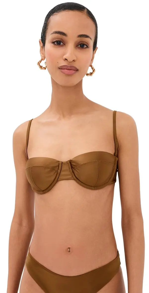 Staud Jo Balconette Bikini Top - Bronze