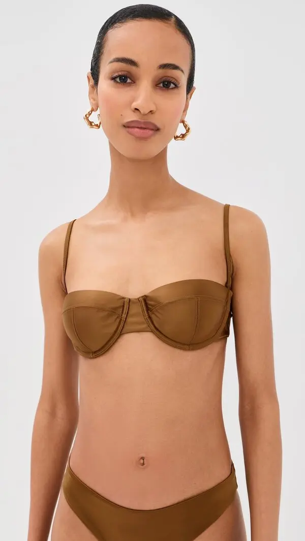 Staud Jo Balconette Bikini Top - Bronze