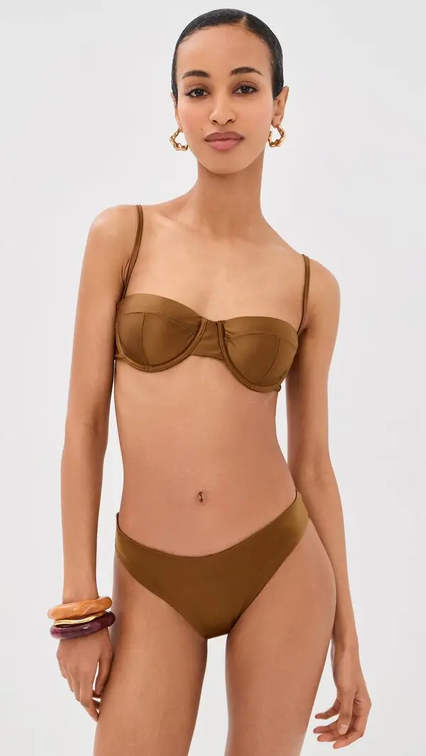 Staud Jo Balconette Bikini Top - Bronze