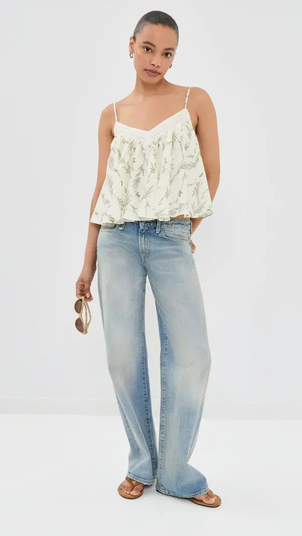 Veronica Beard Mariale Floral Print Cotton Silk Voile Top