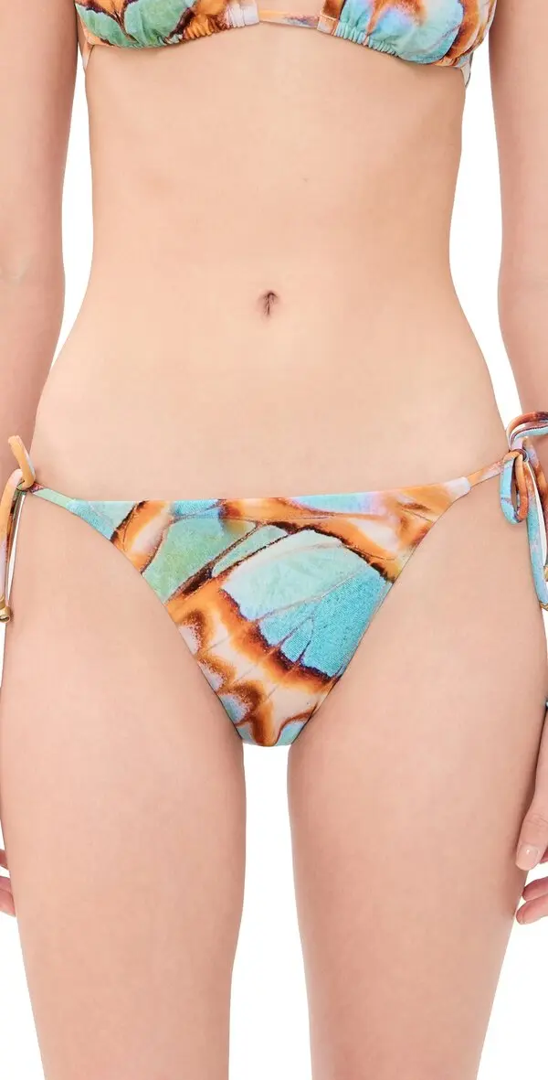 VITAMIN A Elle Tie Side Bikini Bottoms - Malachite Butterfly