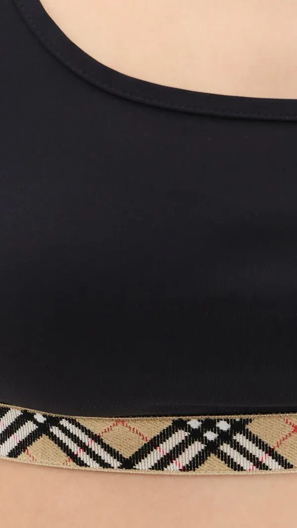 Burberry Check Trim Bikini Top - Black