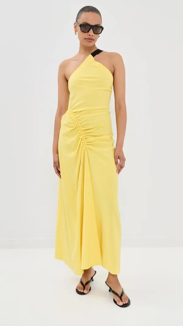 Proenza Schouler Sirena One Shoulder Maxi Dress - Yellow
