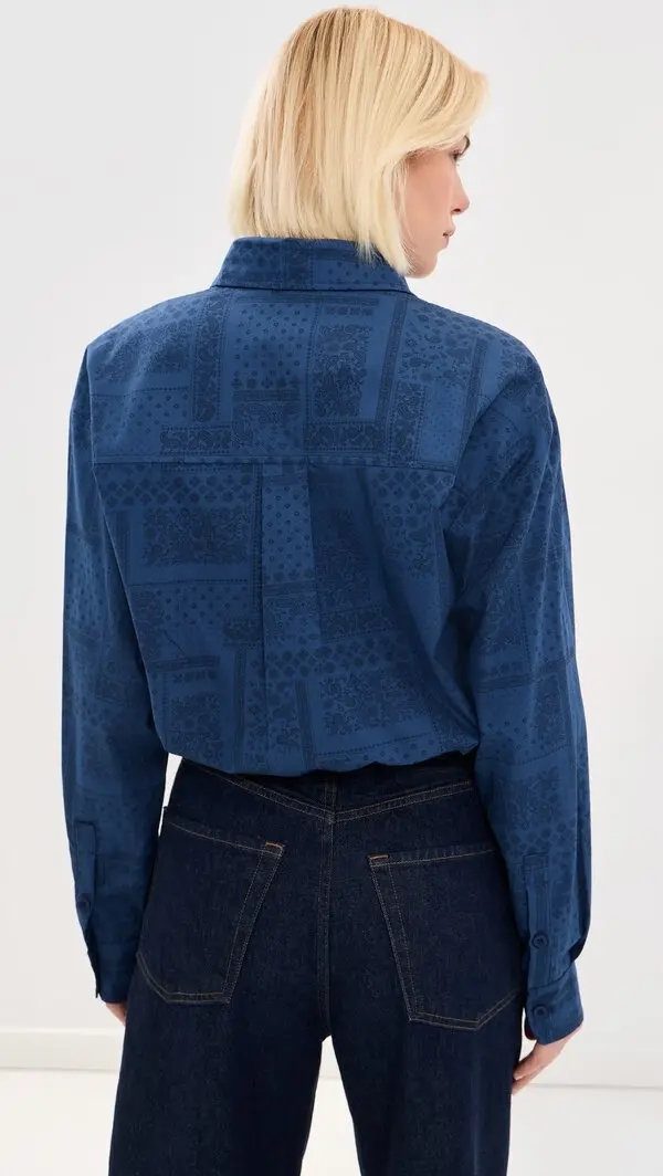 LE BOP Wylie Bandana Print Button-down Shirt - Denim/navy