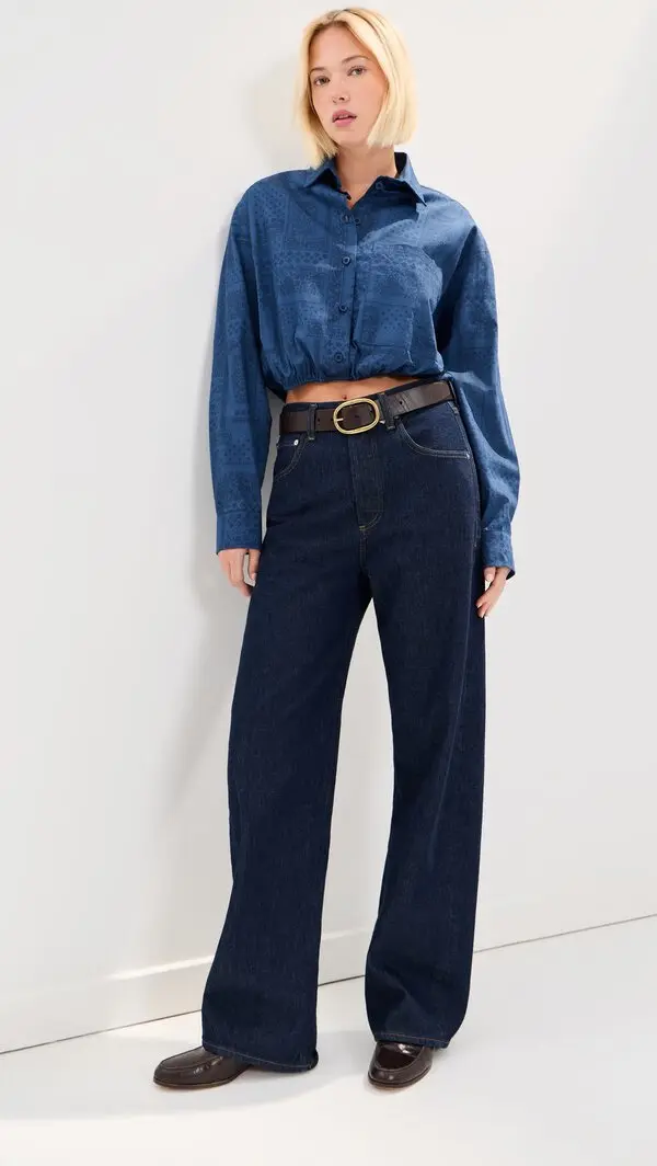LE BOP Wylie Bandana Print Button-down Shirt - Denim/navy