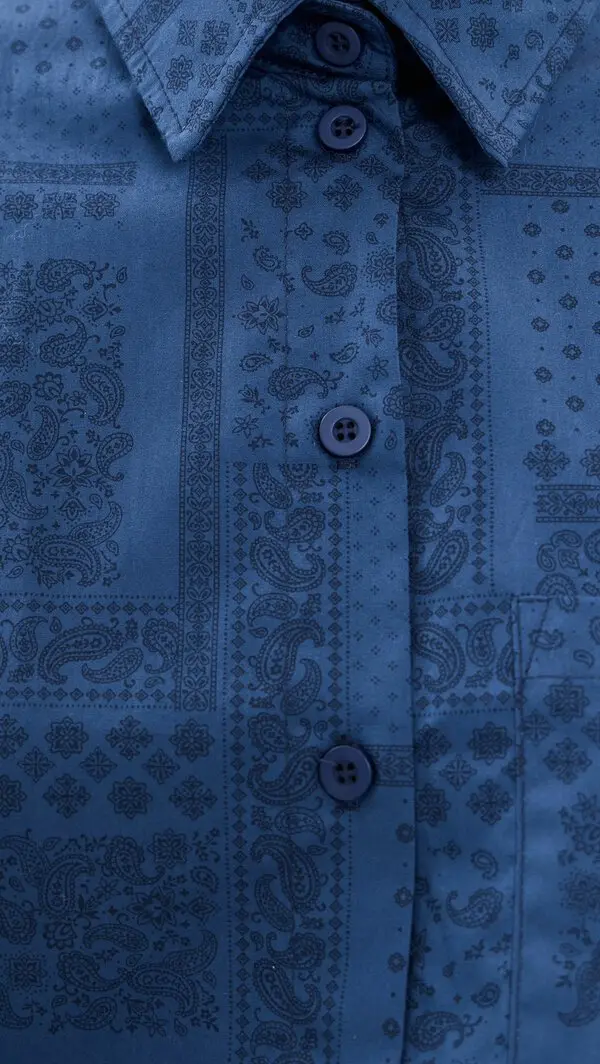 LE BOP Wylie Bandana Print Button-down Shirt - Denim/navy
