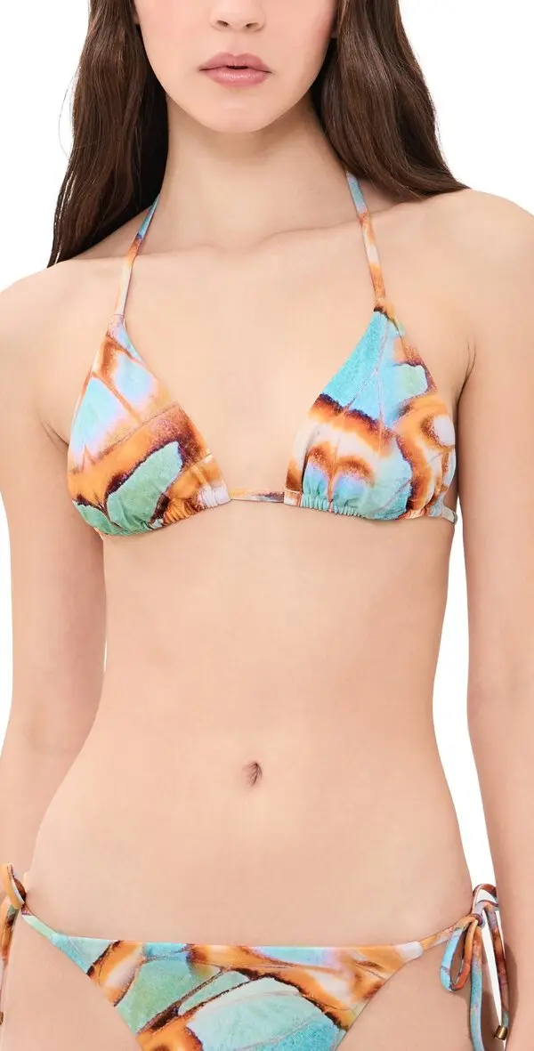 VITAMIN A Gia Triangle Bikini Top - Malachite Butterfly