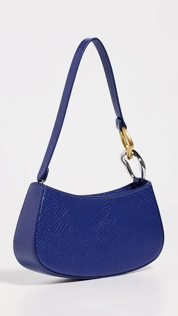 Staud Ollie Croc-embossed Leather Shoulder Bag - Cobalt
