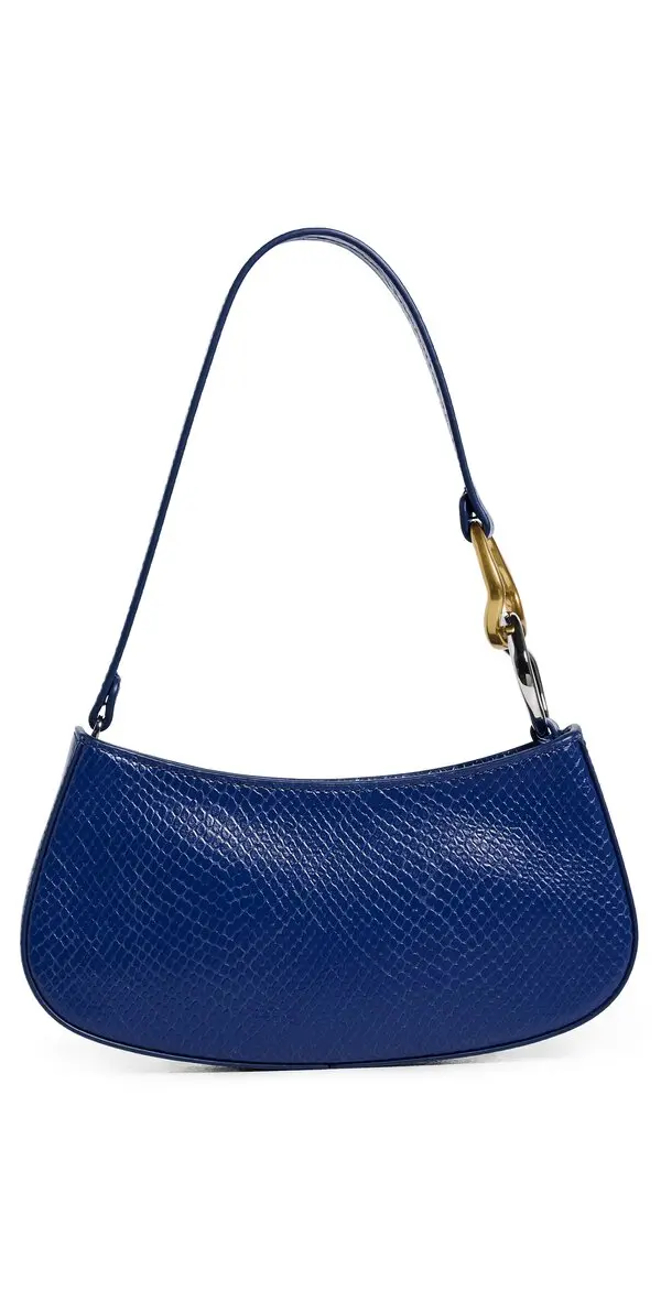 Staud Ollie Croc-embossed Leather Shoulder Bag - Cobalt