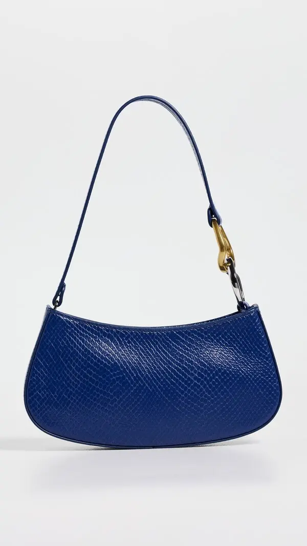 Staud Ollie Croc-embossed Leather Shoulder Bag - Cobalt