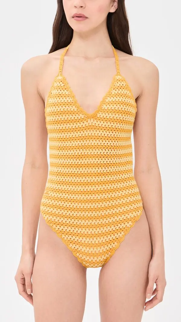 Simkhai Karoline Crochet Halter One-piece