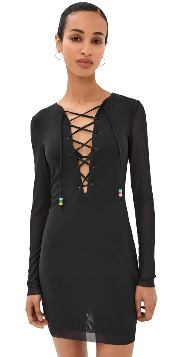 Staud Reve Mini Dress With Lace-up Detail