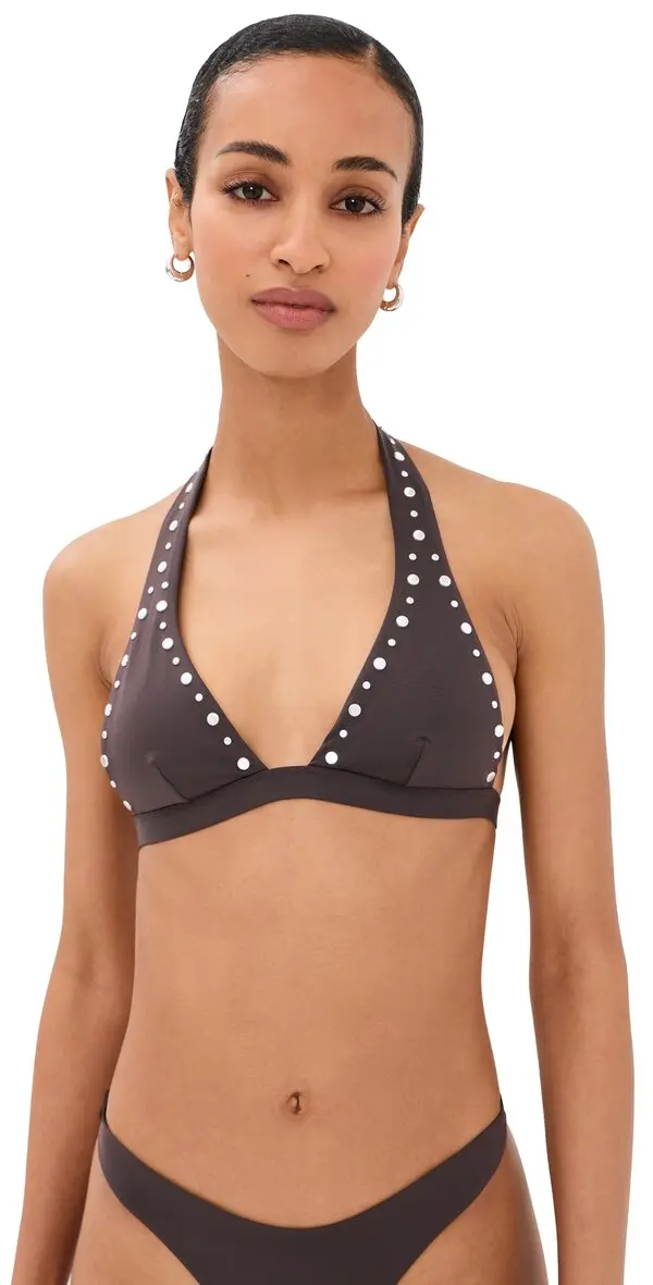 Staud Irina Bikini Top With Embellishments - Espresso Studs