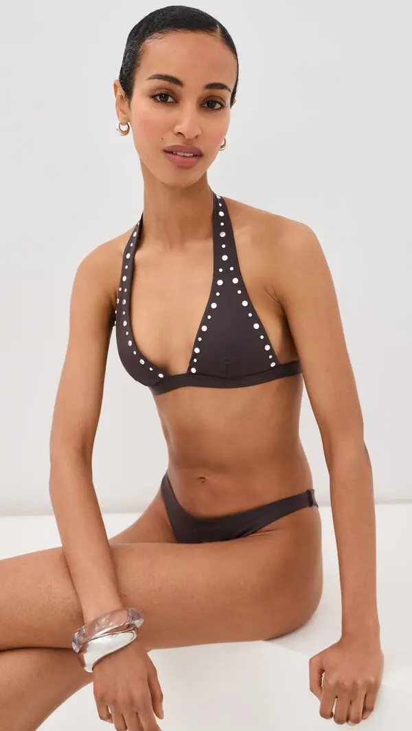 Staud Irina Bikini Top With Embellishments - Espresso Studs