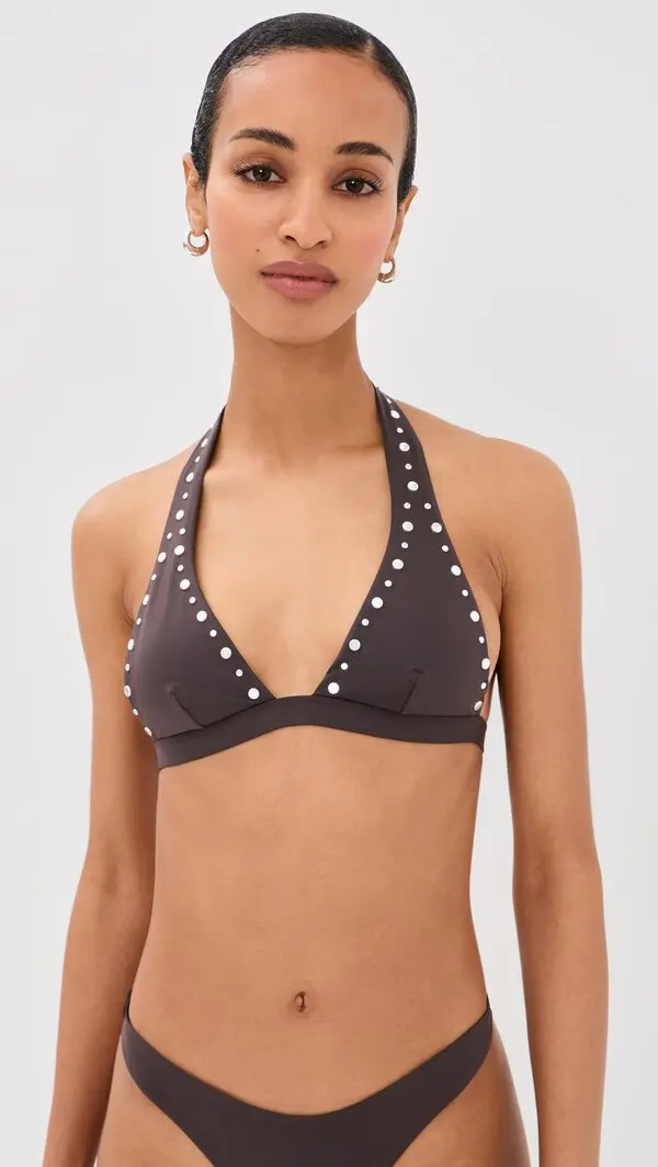 Staud Irina Bikini Top With Embellishments - Espresso Studs